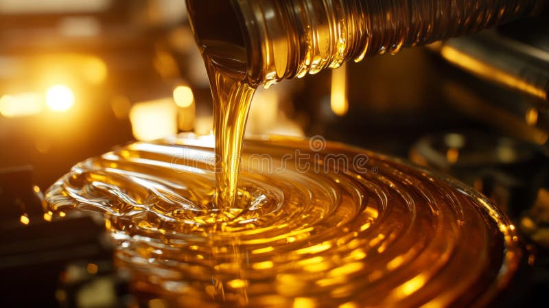 Golden Oil Flows into a Circular Container Stock Illustration ...