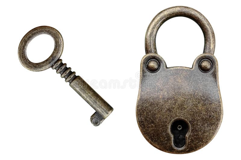 Golden Old Key and Master Key Isolated on White Background with ...