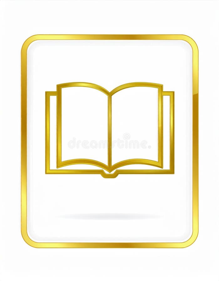Golden Open Book Icon on White Background Stock Illustration ...