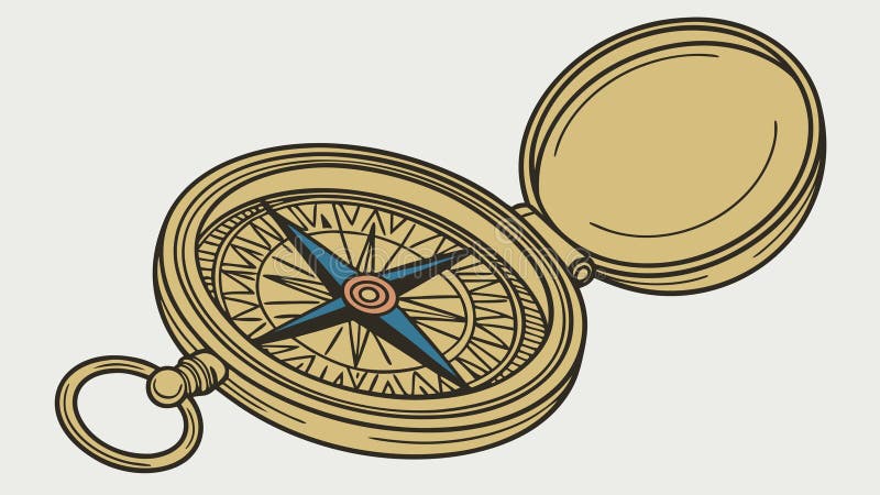 Golden Open Compass, Direction and Discovery, Antique Tool, Vector ...