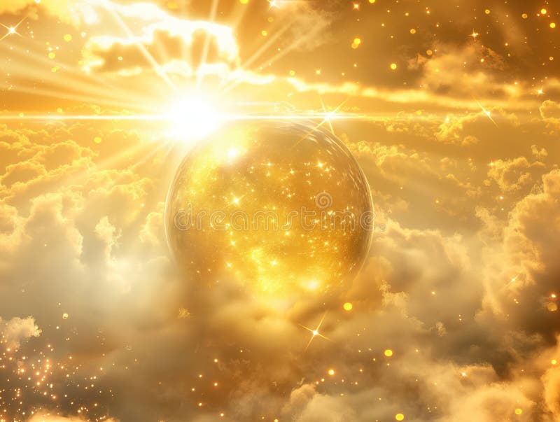 Golden Orb in Radiant Sky stock photo. Image of galaxy - 319365380