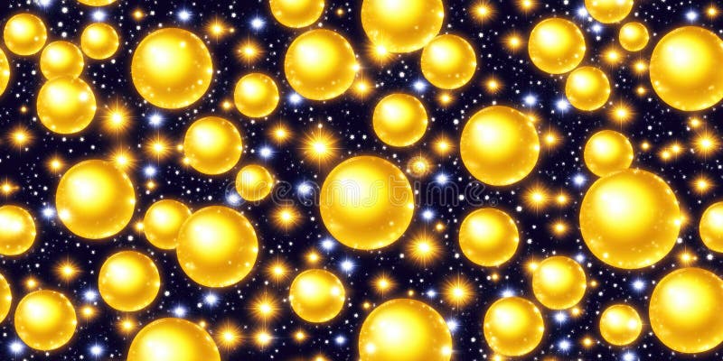 Golden Orbs on Starry Night Background: Vibrant Abstract Design Stock ...