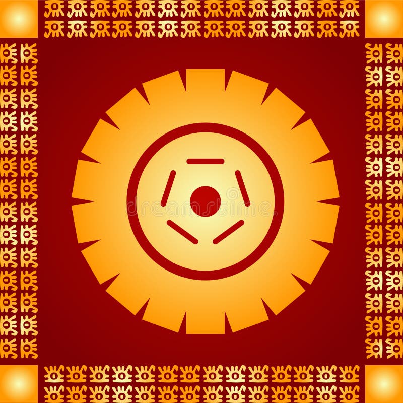 Golden Ornament of American Indians, Aztec and Maya Stock Illustration ...
