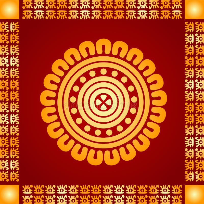 Golden Ornament of American Indians, Aztec and Maya Stock Illustration ...