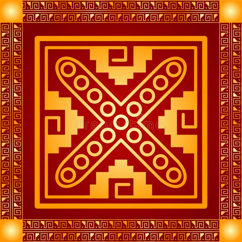 Golden Ornament of American Indians, Aztec and Maya Stock Vector ...