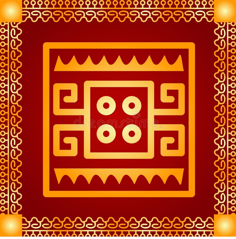Golden Ornament of American Indians, Aztec and Maya Stock Illustration ...