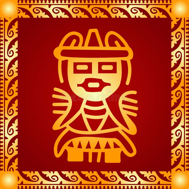 Golden Ornament of American Indians, Aztec and Maya Stock Illustration ...