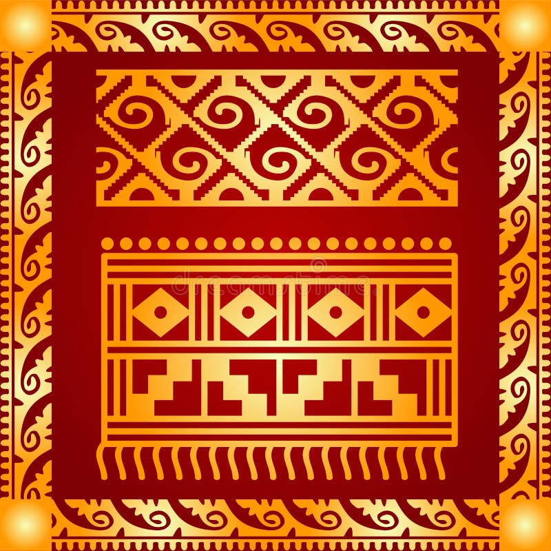 Golden Ornament of American Indians, Aztec and Maya Stock Vector ...