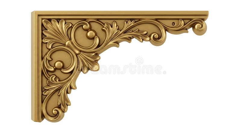 Golden Ornamental Corner Bracket with Intricate Scrollwork Detail ...