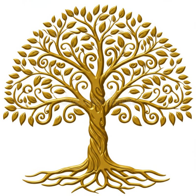 Golden Ornate Tree of Life Illustration Stock Illustration ...