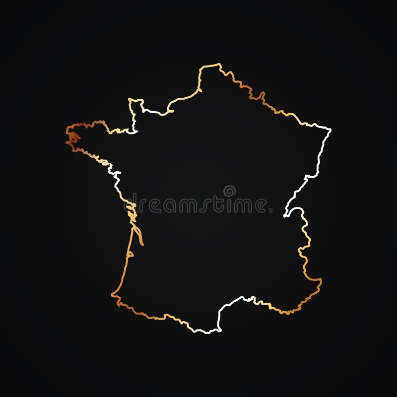 3d golden map of France stock illustration. Illustration of summit ...