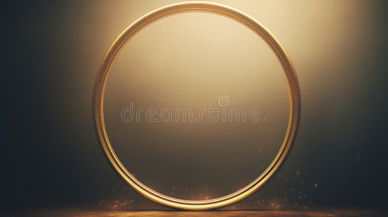 Golden Oval Frame on Dark Background. 3d Rendering Toned Image ...