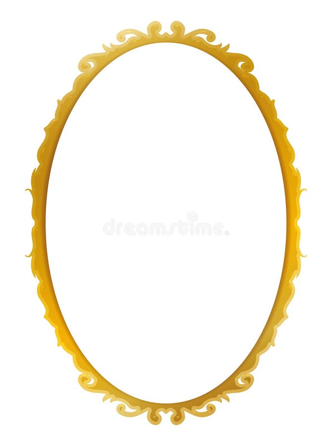 Golden and Oval Frame Template with Decorated Border, Vector ...