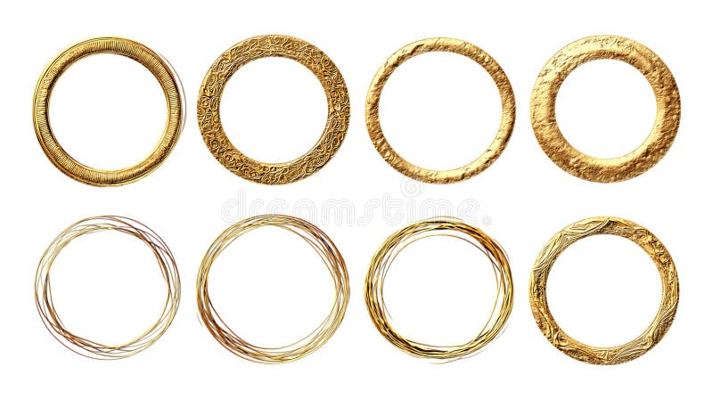 Golden Oval Rings on Transparent Background Stock Illustration ...