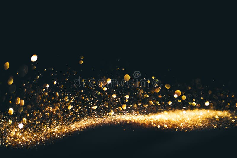 Golden Overlay Background of Golden Lights with Bokeh Effect. Includes ...