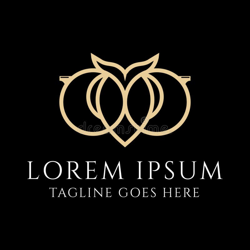 Golden Owl Glasses Monogram Line for Education or Intelligence Logo ...