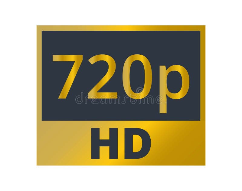 Golden 720p HD Resolution Symbol. Concept of Resolutions and Media ...