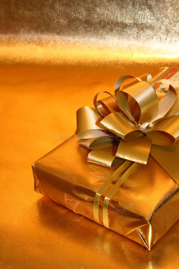 Golden Package stock image. Image of special, greetings - 7320499