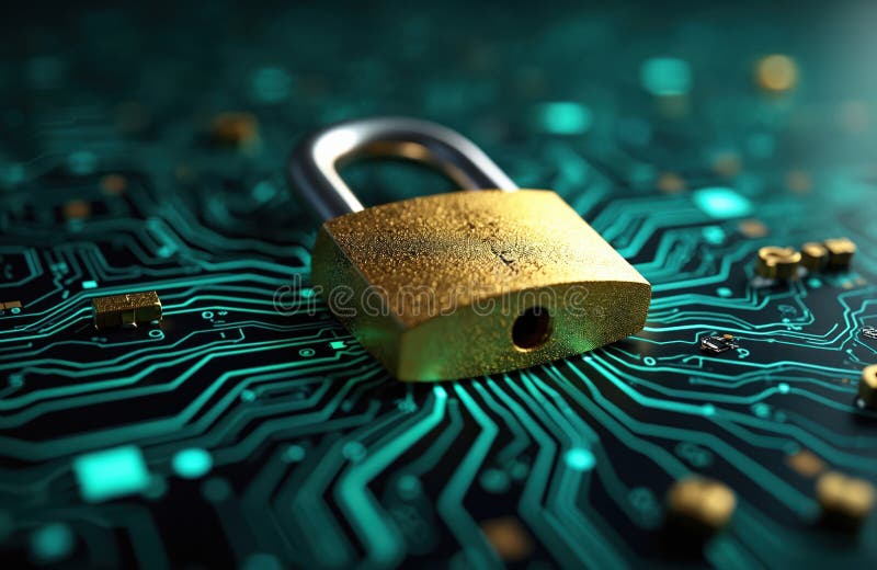 CPU on Board with Cyber Brain Hologram Stock Illustration ...