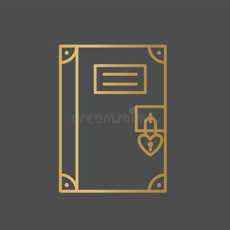 Golden padlock diary icon stock vector. Illustration of page - 193470513