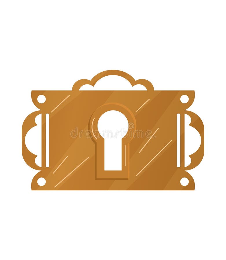 Golden Padlock Flat Design Icon. Simple Lock Illustration with Keyhole ...
