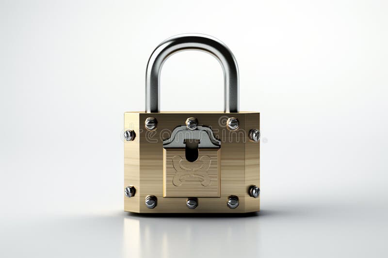 Golden Padlock Isolated on a White Background. 3d Illustration Stock ...