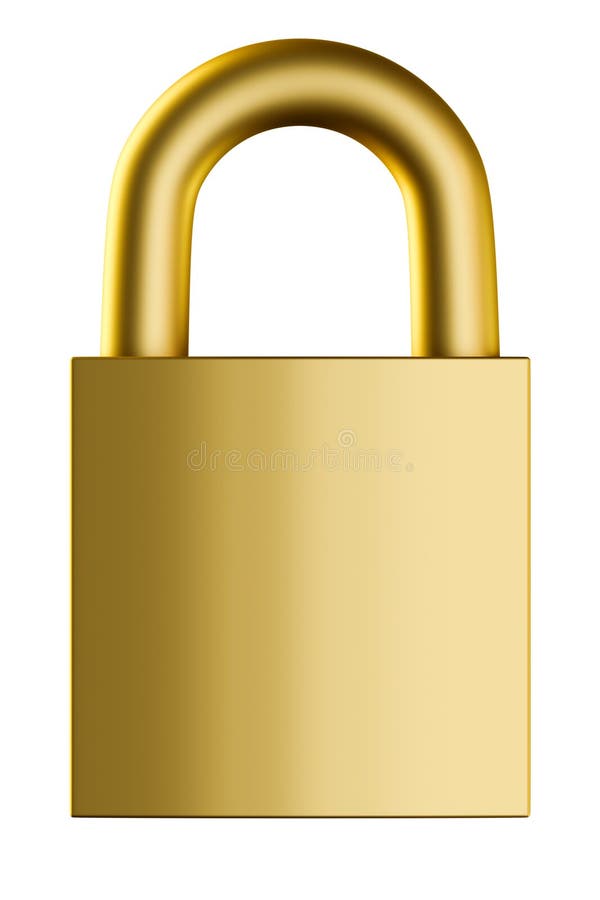 Golden Padlock on Isolated White Background. Stock Illustration ...