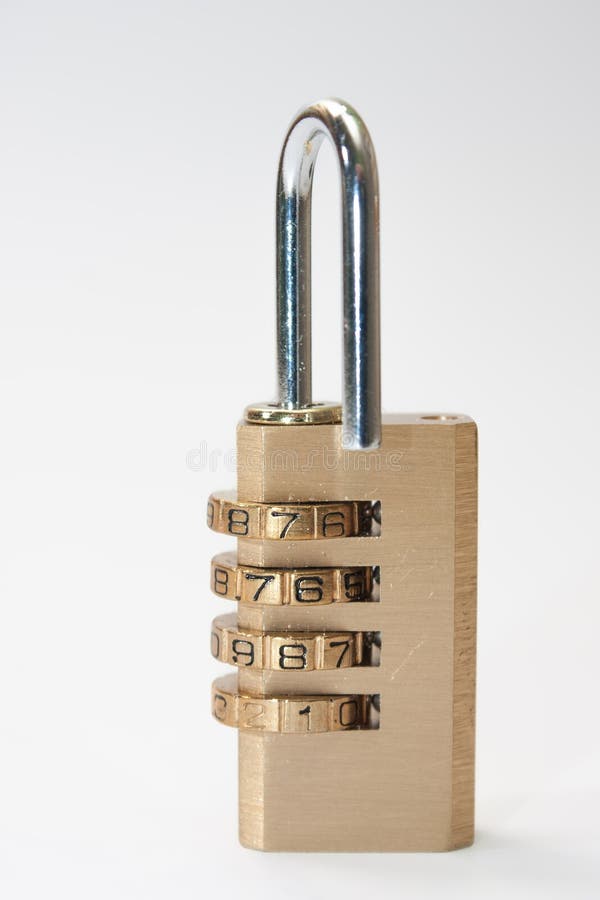 Golden Padlock with Numbers Stock Photo - Image of padlock, brass: 49217378