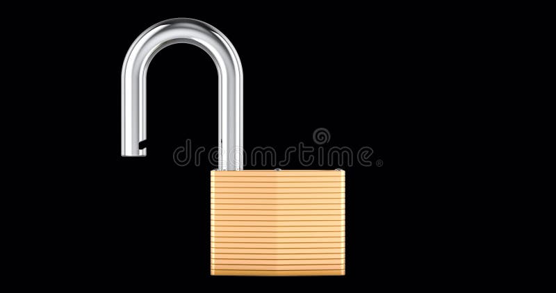 Golden Padlock Opens and Closes, Animation Seamlessly Loopable. 3D ...