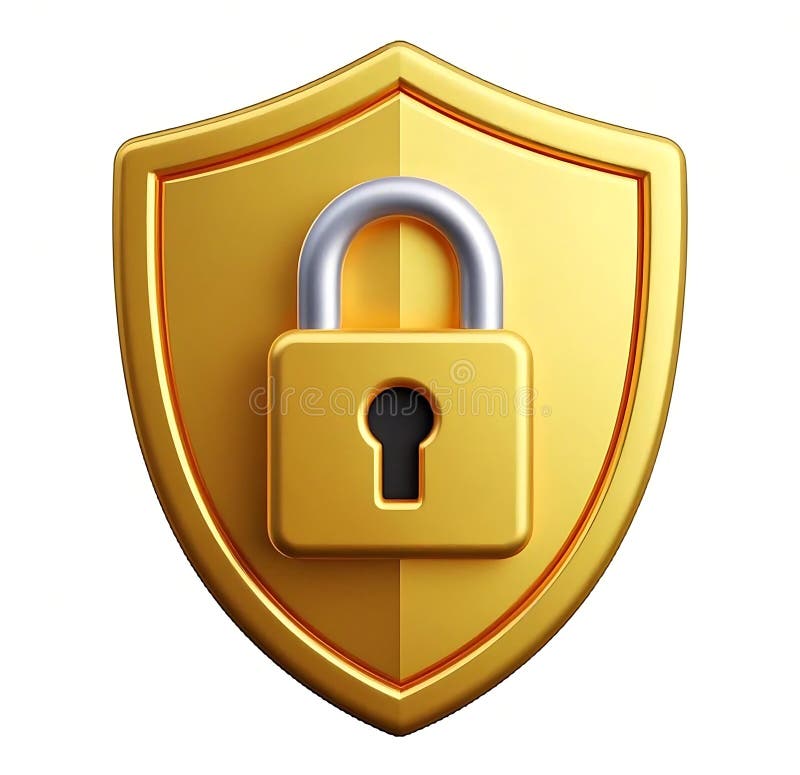 Golden Padlock Represents Security and Protection Stock Illustration ...