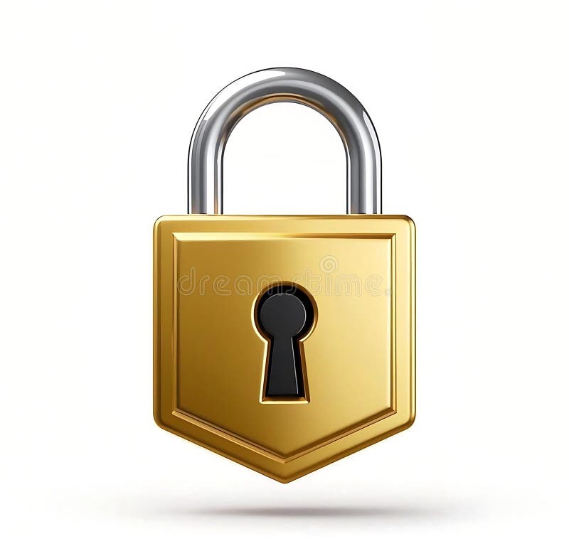 Golden Padlock Represents Security and Protection Stock Illustration ...