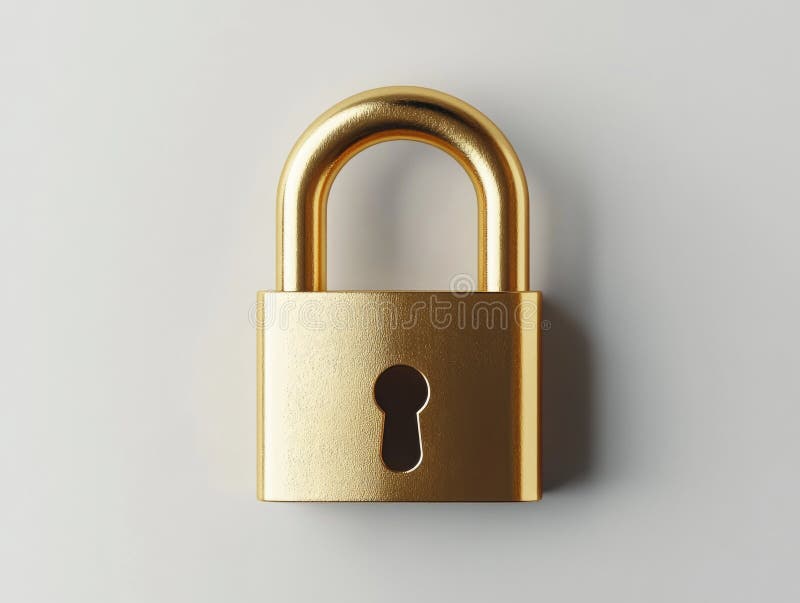 Golden Padlock on White Surface Stock Photo - Image of generated ...