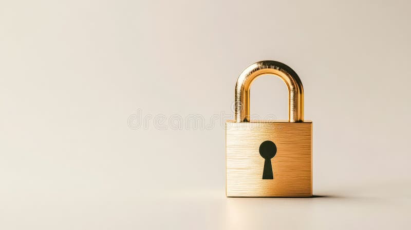 Golden Padlock Sitting on a White Surface Representing Security Stock ...