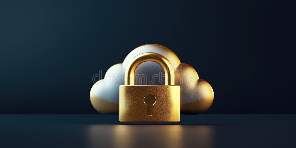 Golden Padlock Symbolizing Cloud Security and Data Protection in ...