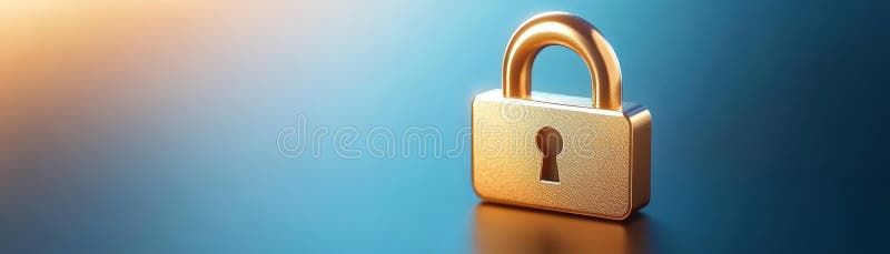 Golden Padlock on Vibrant Blue Background Symbol of Security and ...