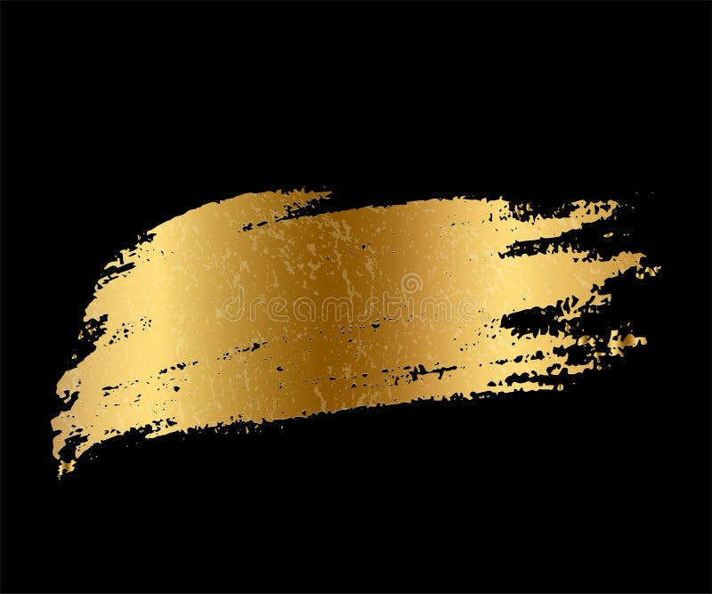 Golden Paint Smear Stain with White Rectangle Frame. Vector Gold Brush ...