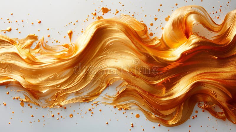 Golden Paint Splash on White Background, Abstract Art. Creativity and ...