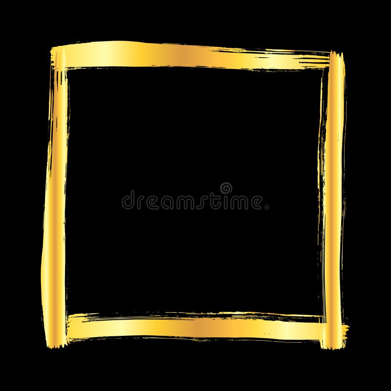 Golden Paint Stroke Square Frame Stock Vector - Illustration of brush ... Golden Paint Stroke Square Frame Stock Vector - Illustration of brush ...