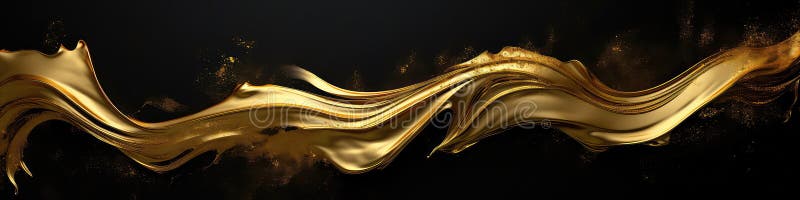 Golden Paint Strokes on Matte Black Background Standard Stock ...