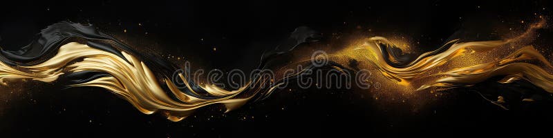 Golden Paint Strokes on Matte Black Background Standard Stock ...