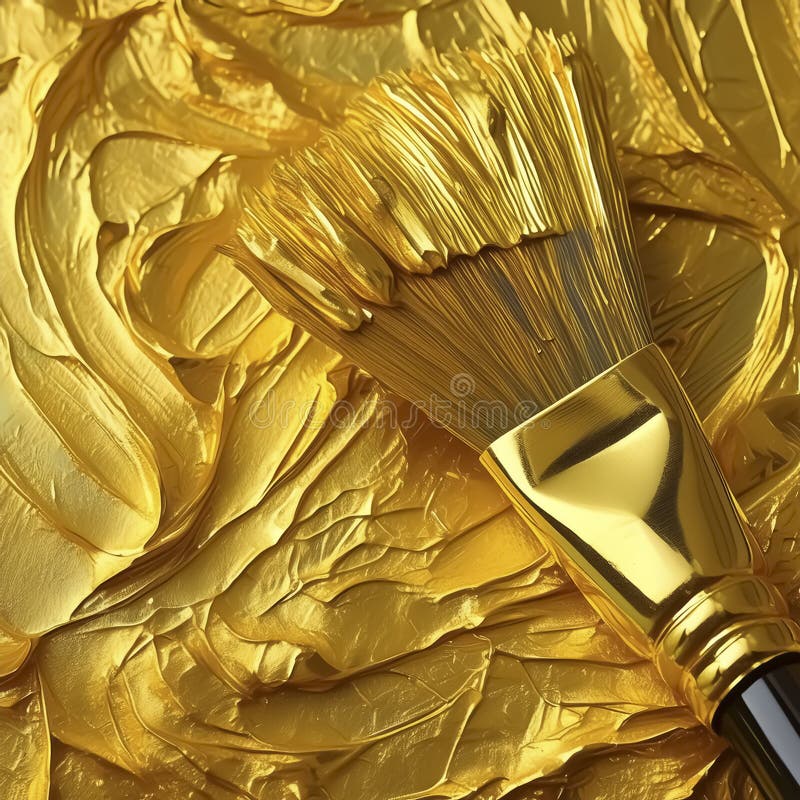 Golden paintbrush stock illustration. Illustration of craft - 326453462