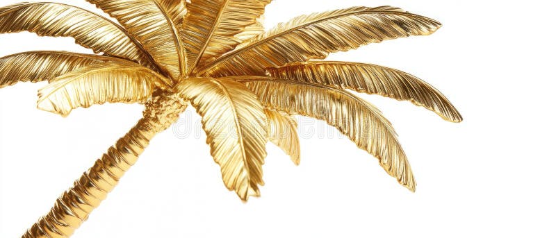Golden Palm Tree Isolated on White Background Stock Illustration ...