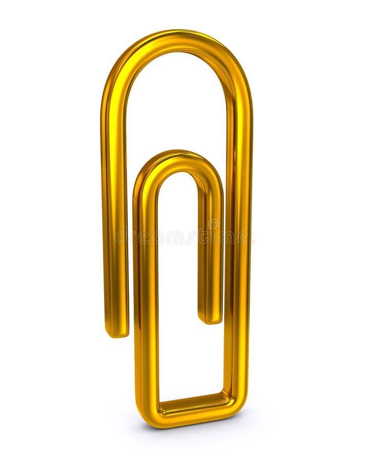 Golden paper clip stock illustration. Illustration of clip - 41752328