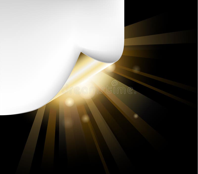 Golden Paper with a Curl and Back Light Stock Illustration ...