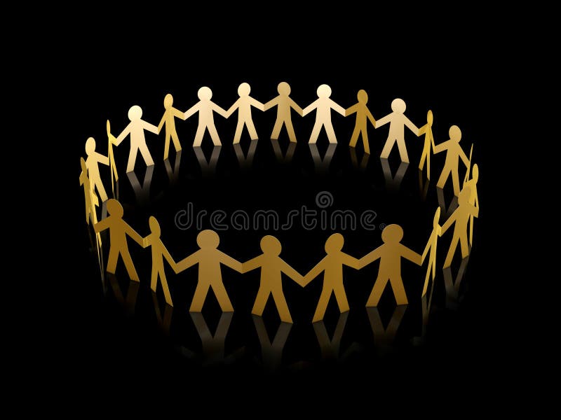 Group Symbol People Arms Up in Circle Ring Chain Stock Vector ...