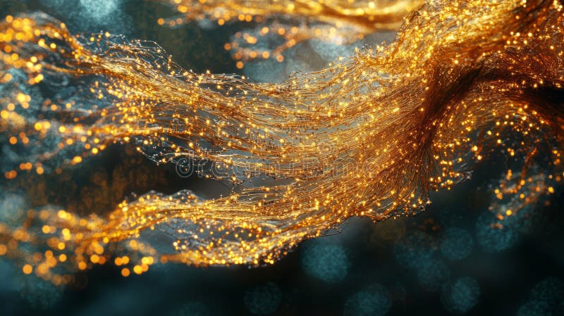Golden Particle Flow Abstract Background Stock Illustration ...