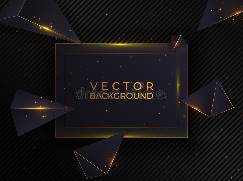 Golden Particle Shining and Triangle on Dark Background. Glowing Golden ...