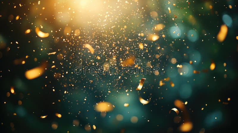 Magical Golden Particles Floating Sunlit Forest Stock Photos - Free ...