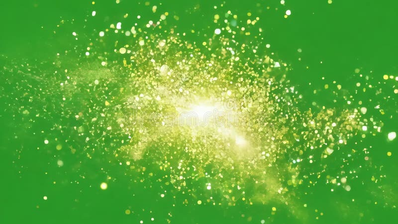 Golden Particles Explosion Evolving on Green Screen Background Stock ...