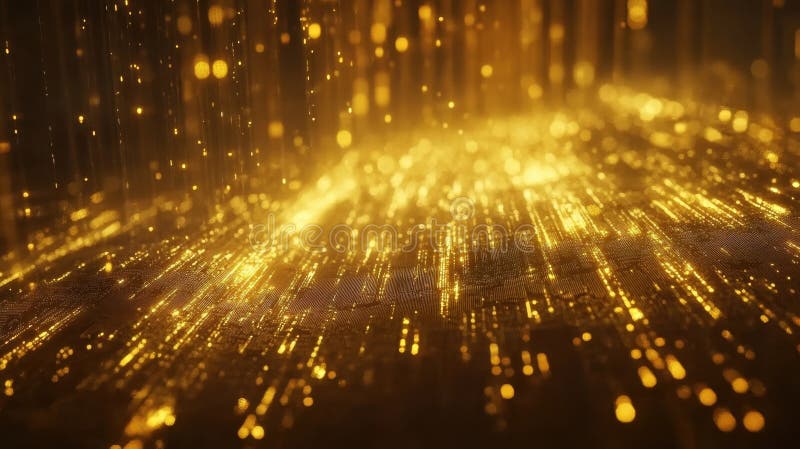 Golden Particles Falling Surface Creating Magical Atmosphere Stock ...